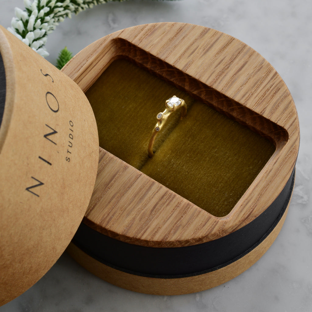 Barnacle Cluster Ring with Oval Diamond Stacker – Ninos Studio